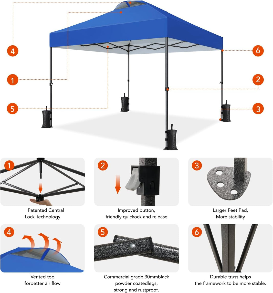 AMADA HOMEFURNISHING 10x10ft 1-Person Setup Pop Up Canopy Tent – Amadahome