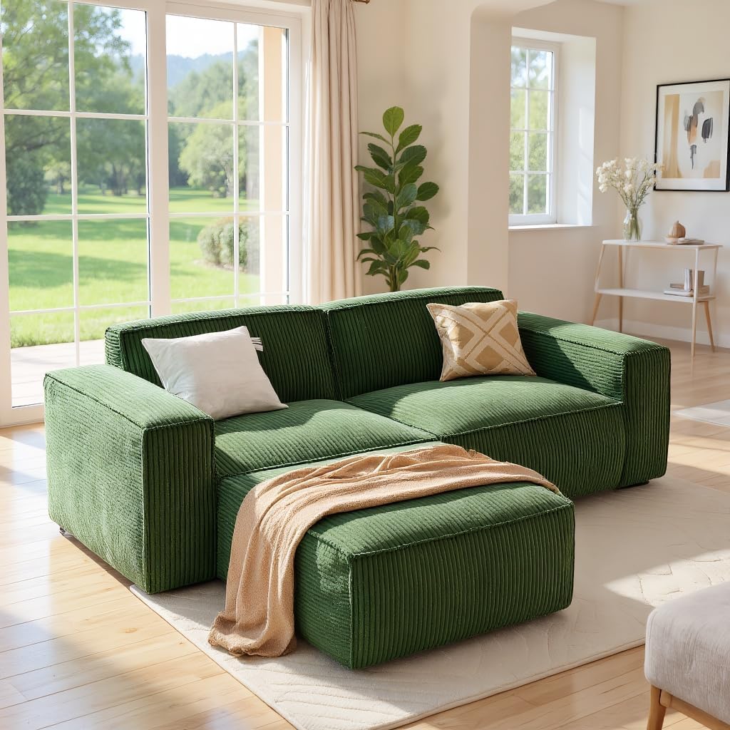 Amada Homefurnishing 80" L Shaped Sofa Modular (2-Seater & 1 Ottoman ...