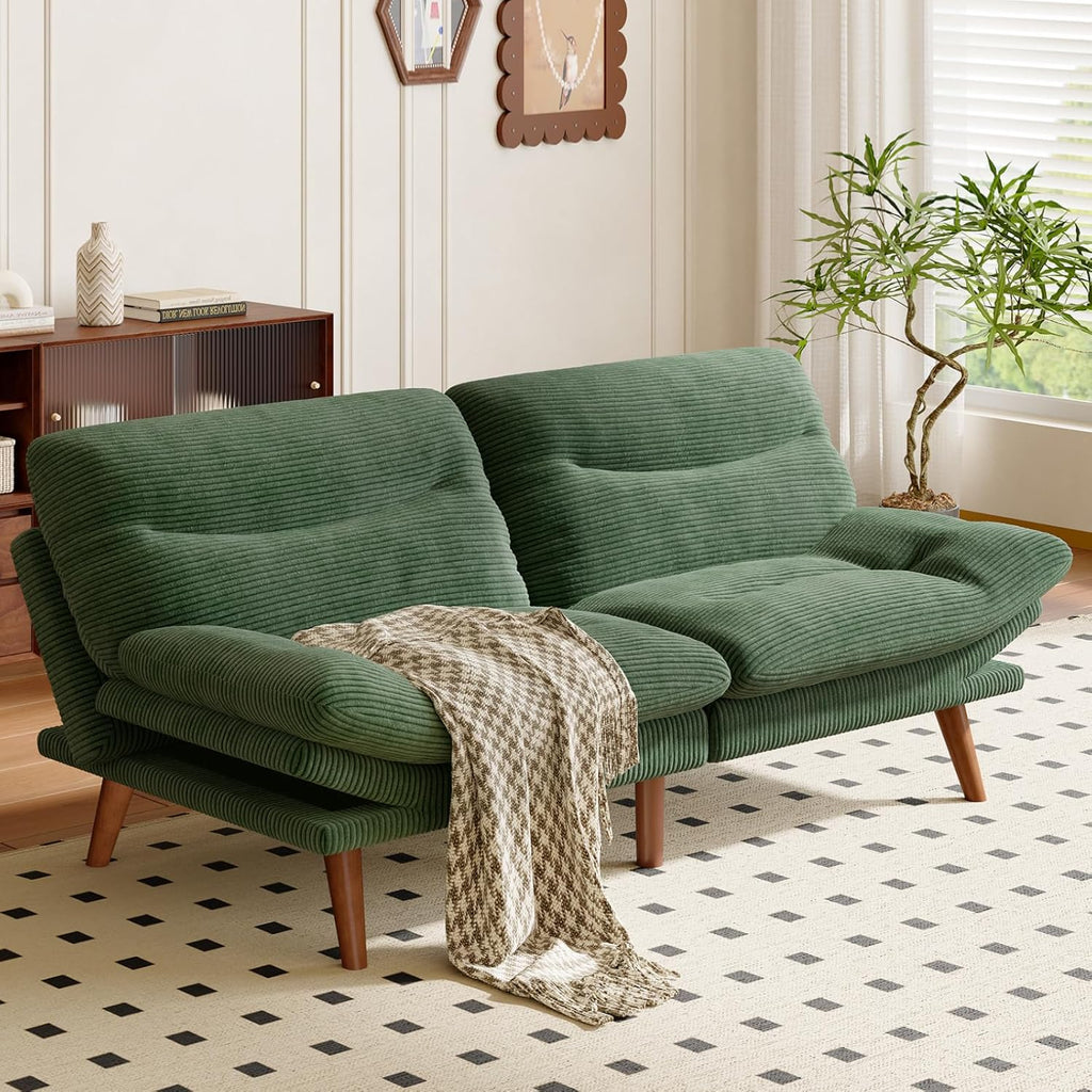 Amada 75″ Convertible Futon Sofa Bed, Forest Green | Corduroy – Amadahome